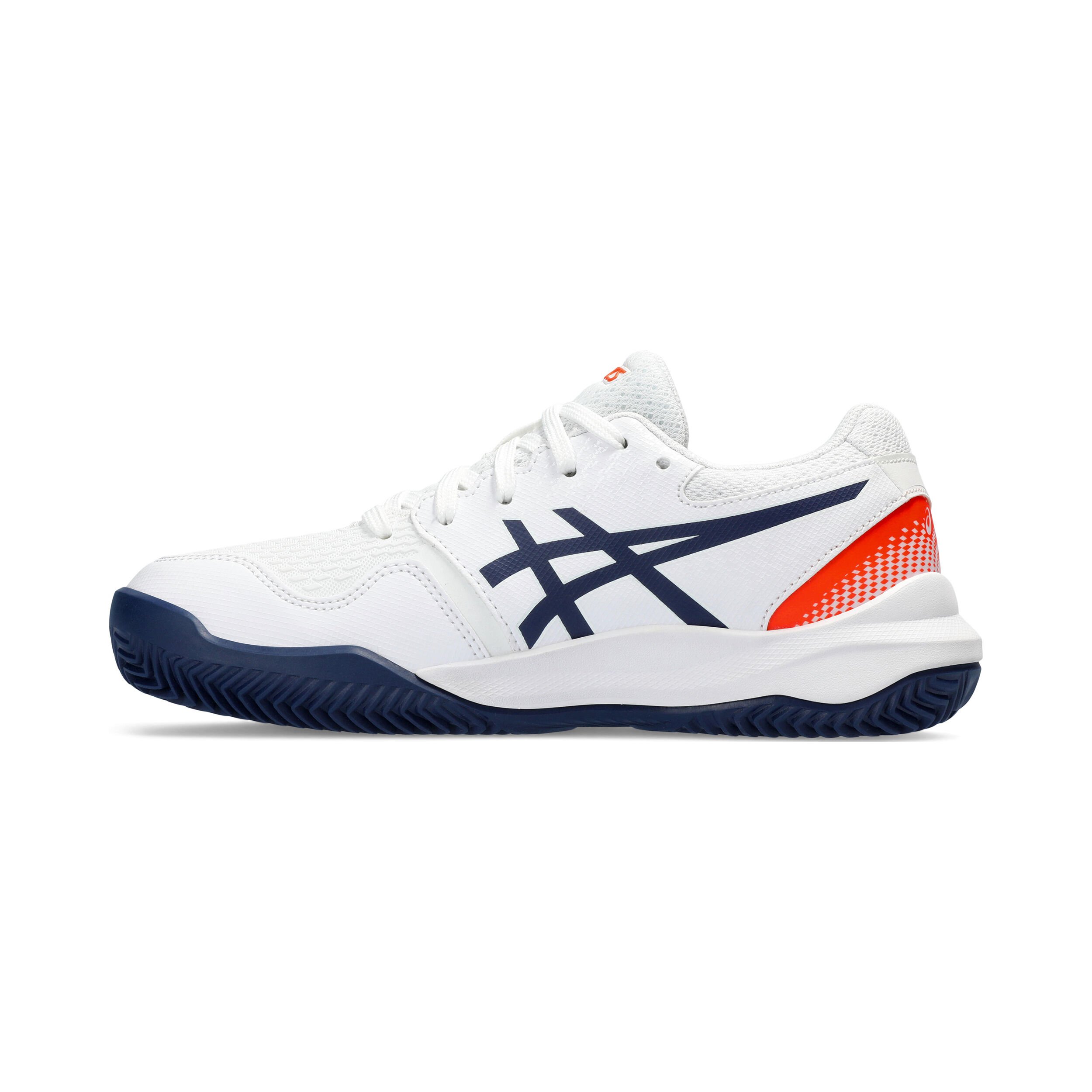 Gel Resolution 9 GS Chaussure Terre Battue Enfants Blanc Bleu Fonce